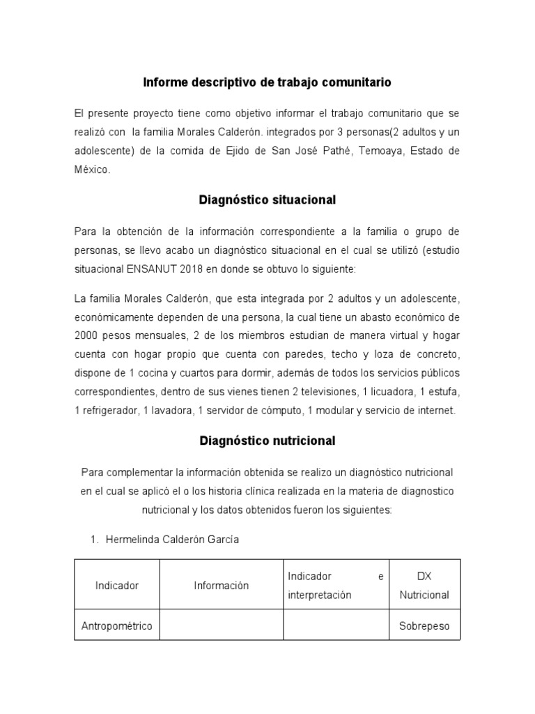 Reporte Descriptivo | PDF | Obesidad | Dieta