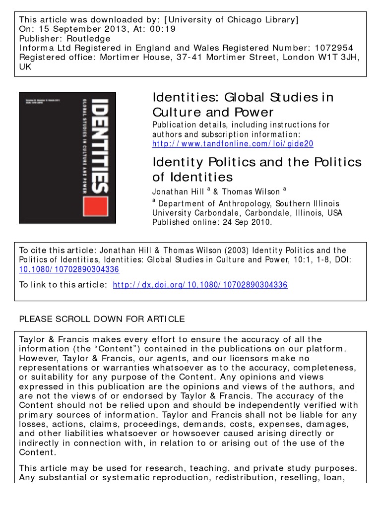 Paper - Identity Politics and The Politics of Identities PDF | PDF ...