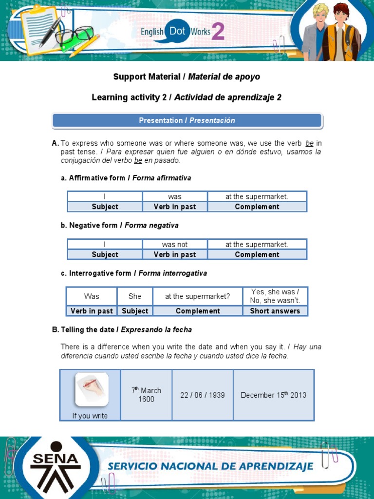 Support Material / Material de Apoyo Learning Activity 2 / Actividad de Aprendizaje 2 | PDF ...