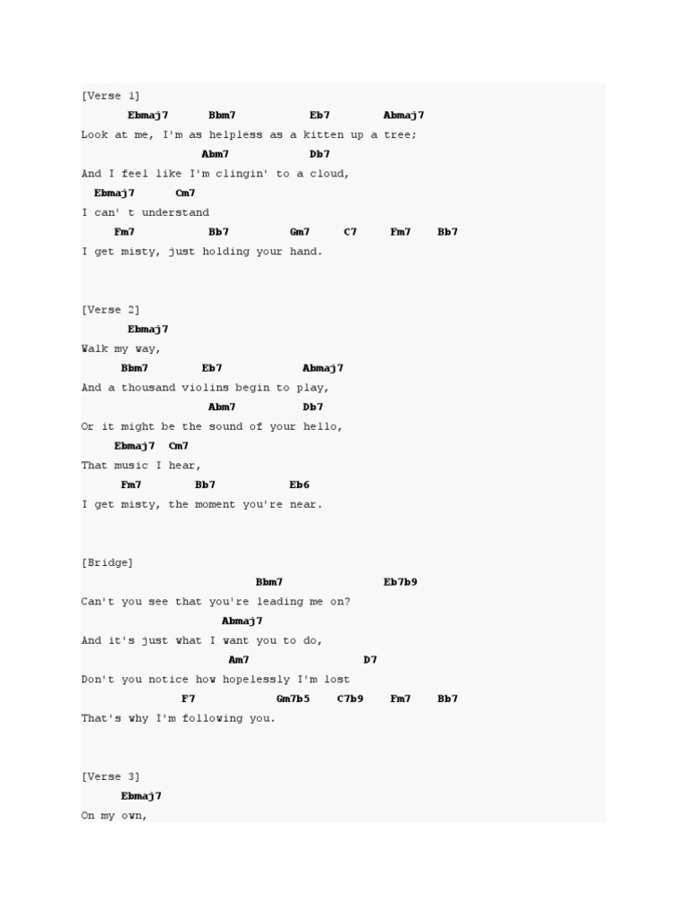 Misty CHords and Lyrics | PDF