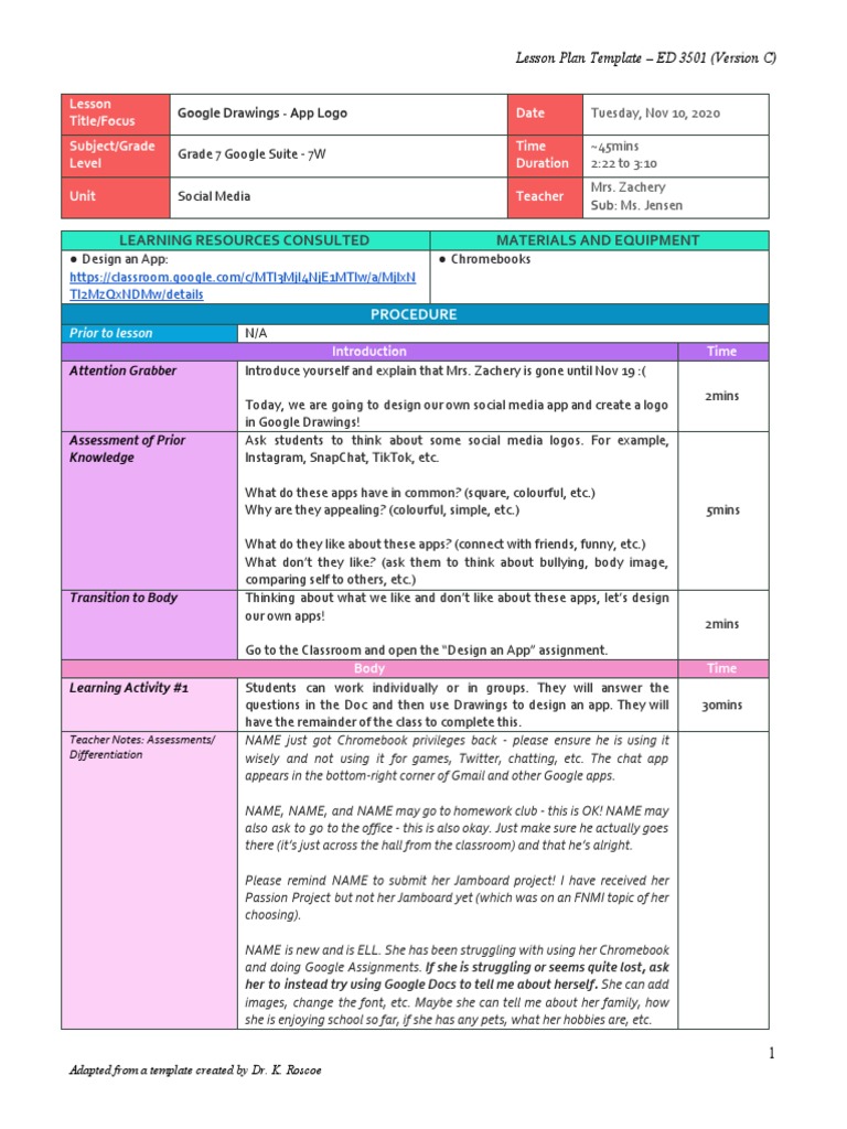 Gsuite - Nov 10 - 7w Design A Logo 1 | PDF | Lesson Plan | Teaching