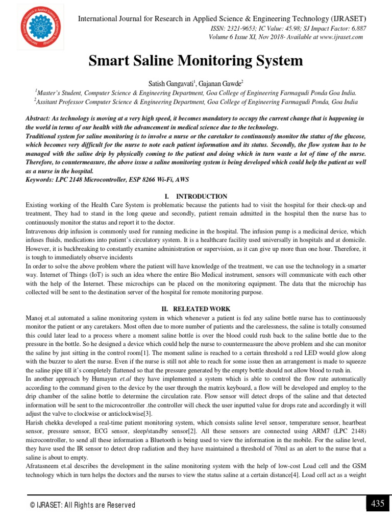 Smart Saline Monitoring System: International Journal For Research in Applied Science ...