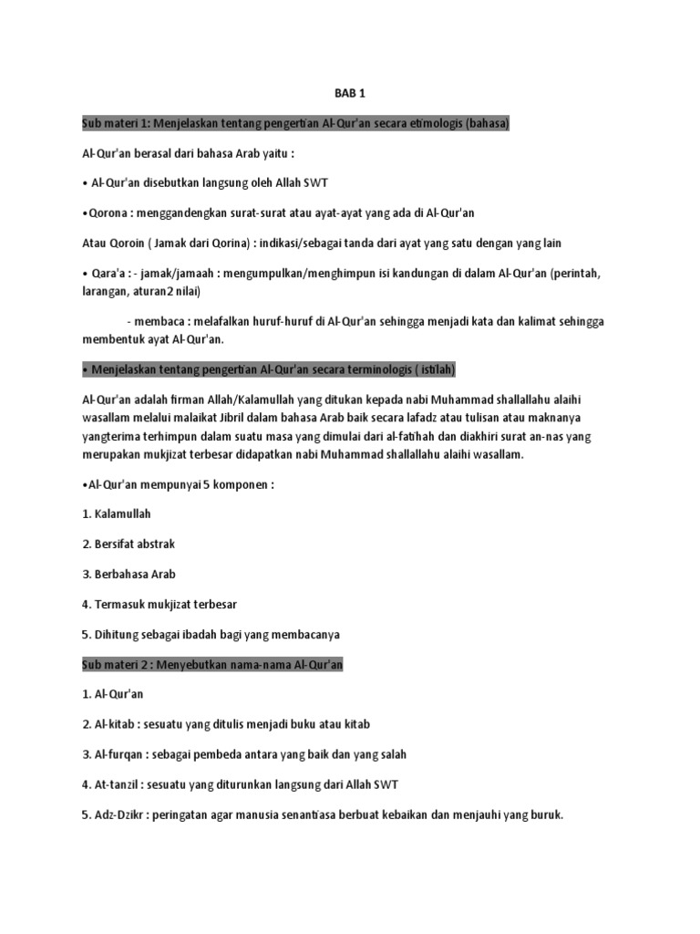 Resume Lengkap Qurdis | PDF