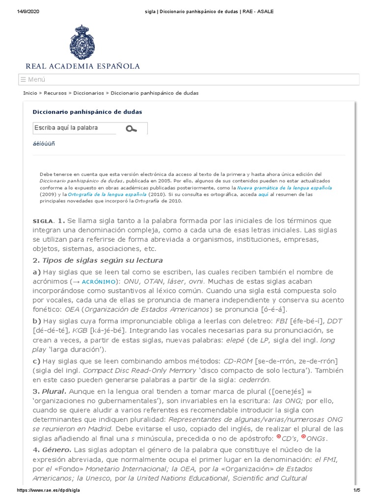 ABREVIACION REAL ACADEMIA - RAE Sigla - Diccionario Panhispánico de ...