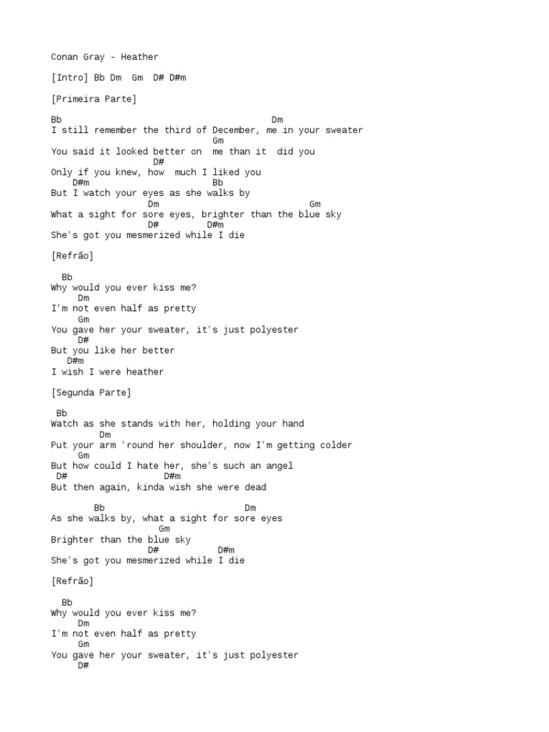 Conan Gray - Heather Chords & Lyrics | PDF