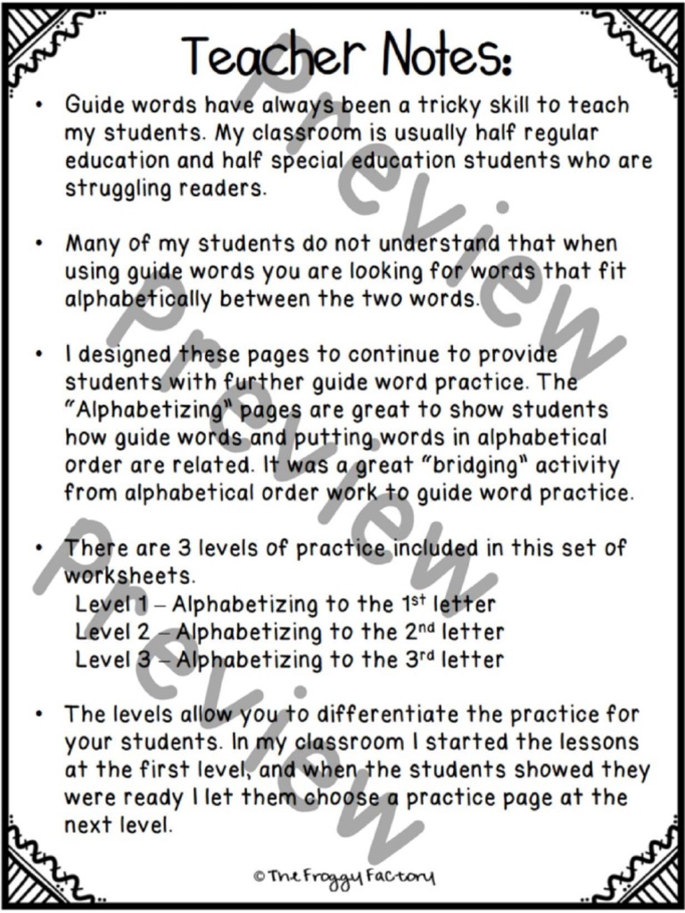 Guide Words Practice Worksheet Guide Words Worksheetspreviewflatsecure