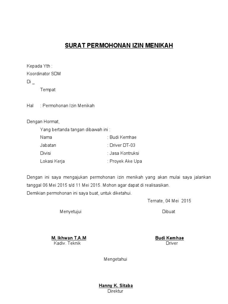 Surat Permohonan Cuti | PDF