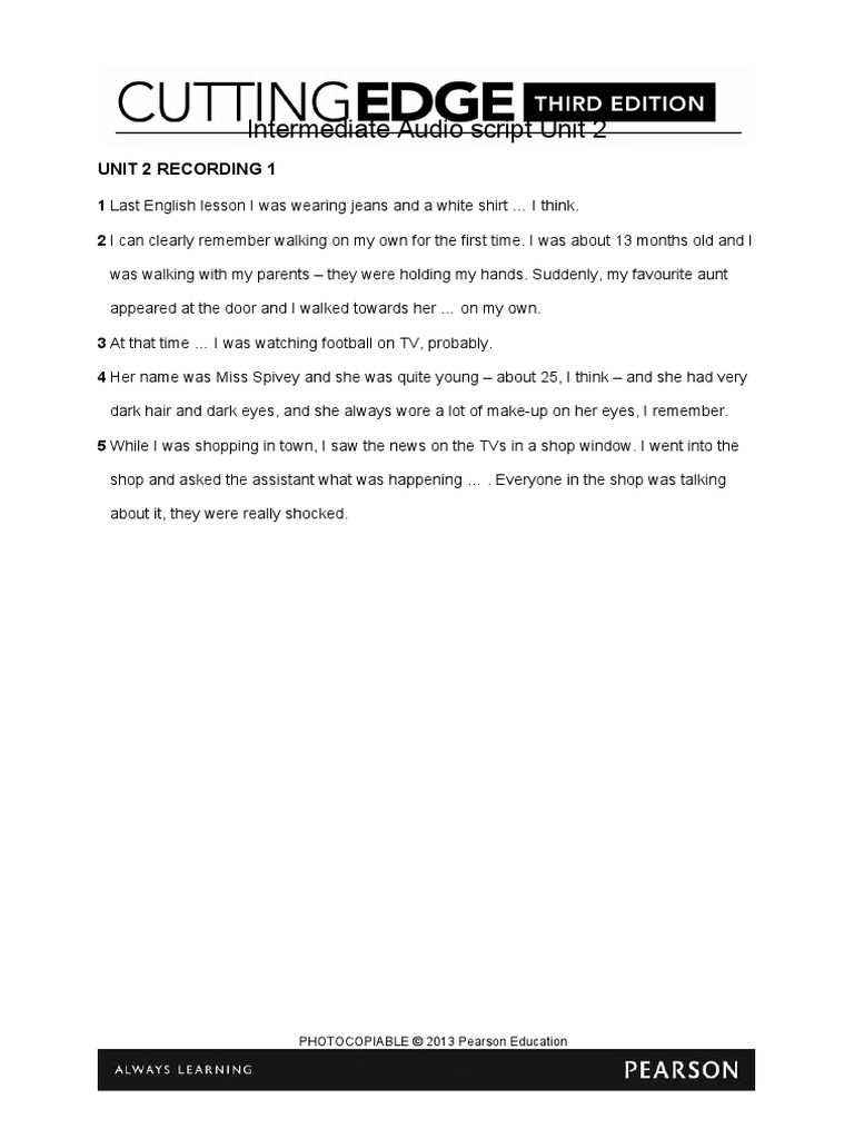 Intermediate Audio Script Unit 2 | PDF