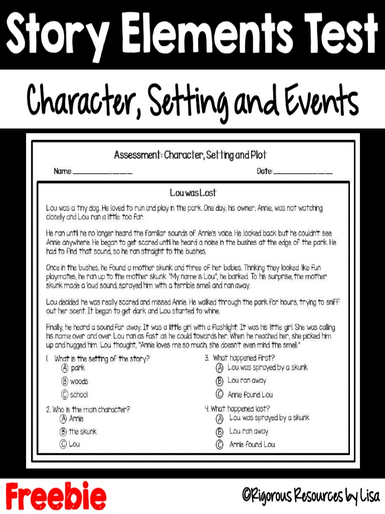 Character, Setting and Events: Freebie | PDF