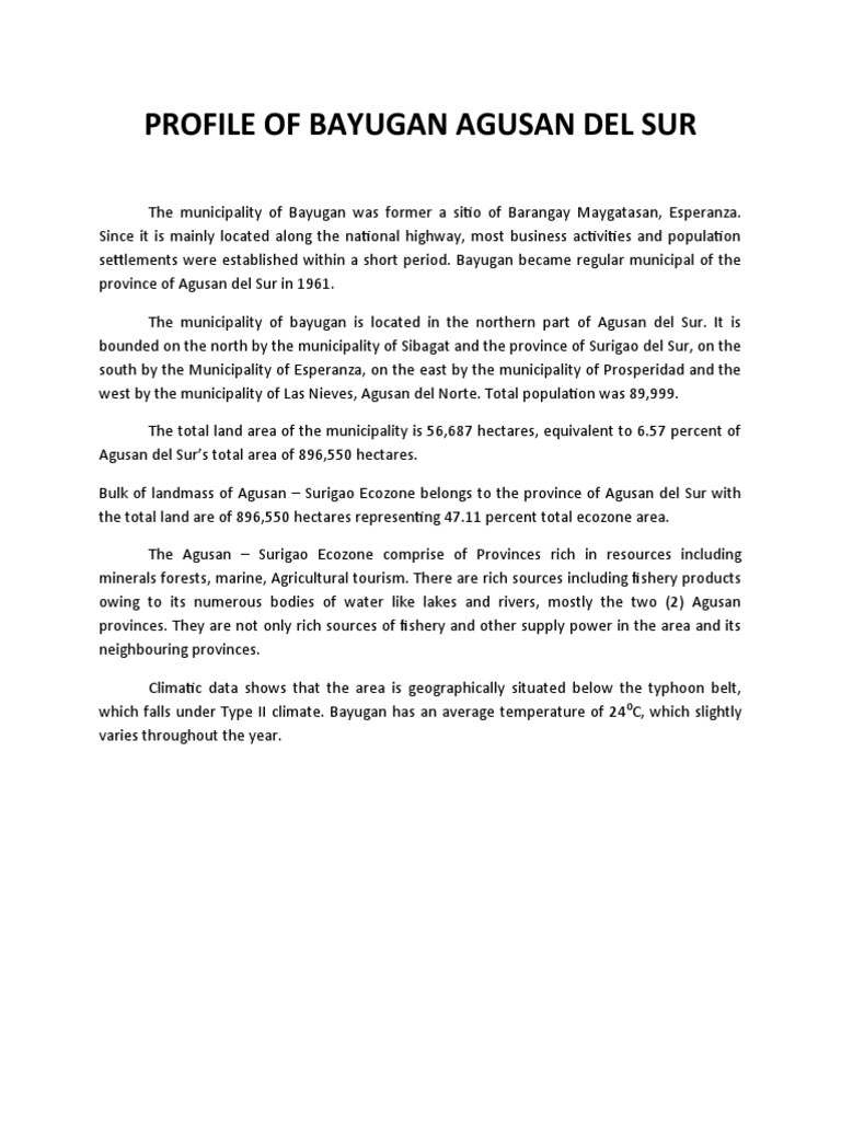 Profile of Bayugan Agusan Del Sur | PDF