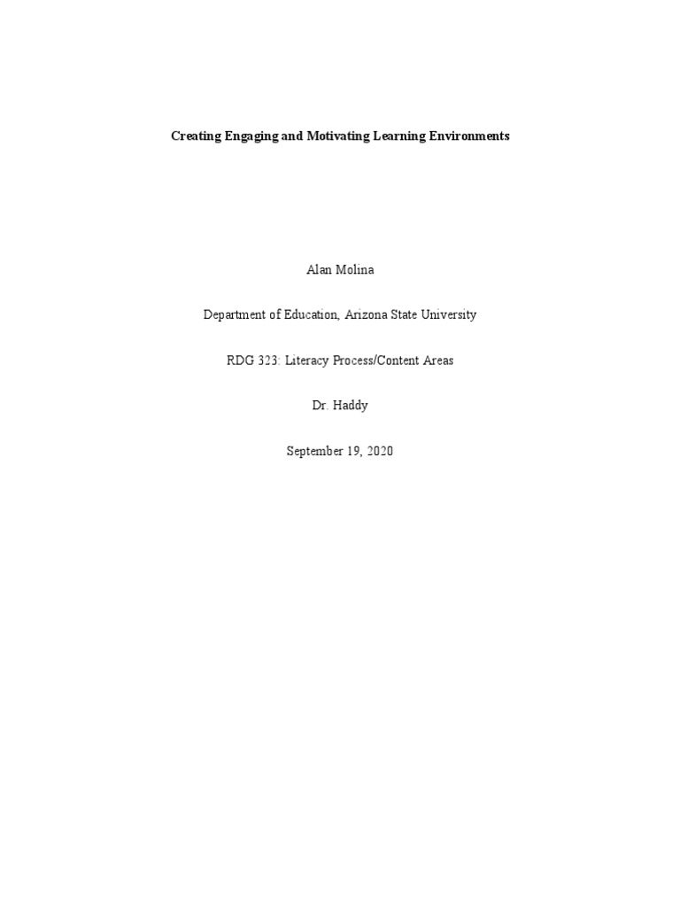 Creating Engaging and Motivating Learning Environments 1 | PDF ...