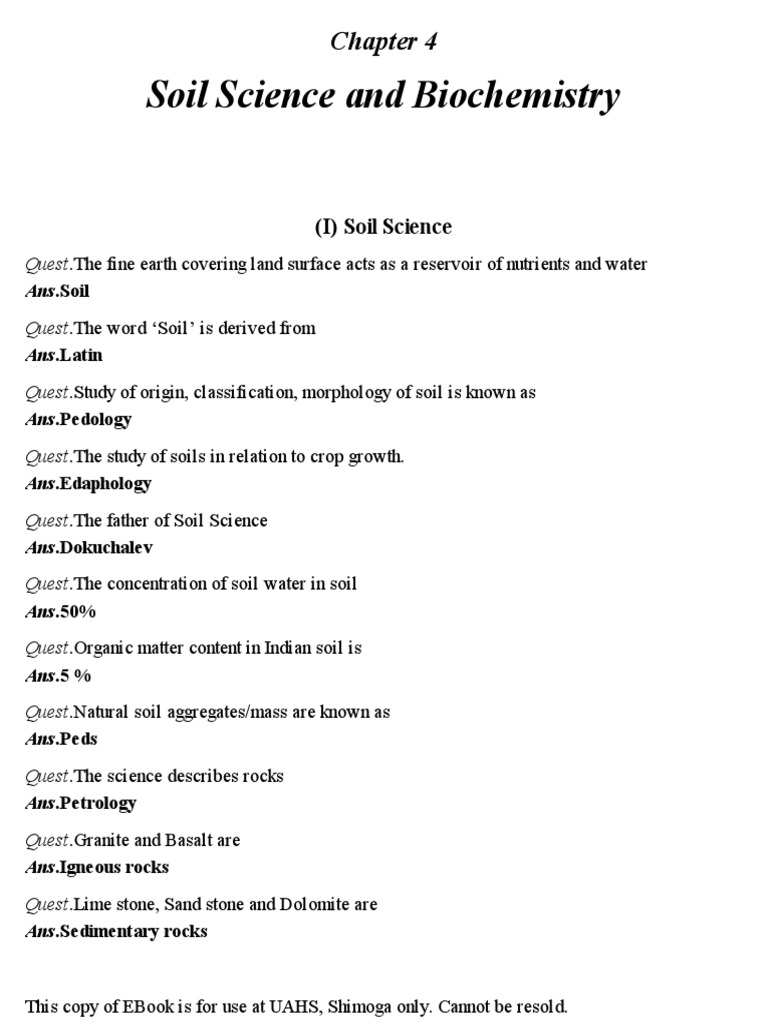 Soil Science Question Bank | PDF | Rock (Geology) | Soil