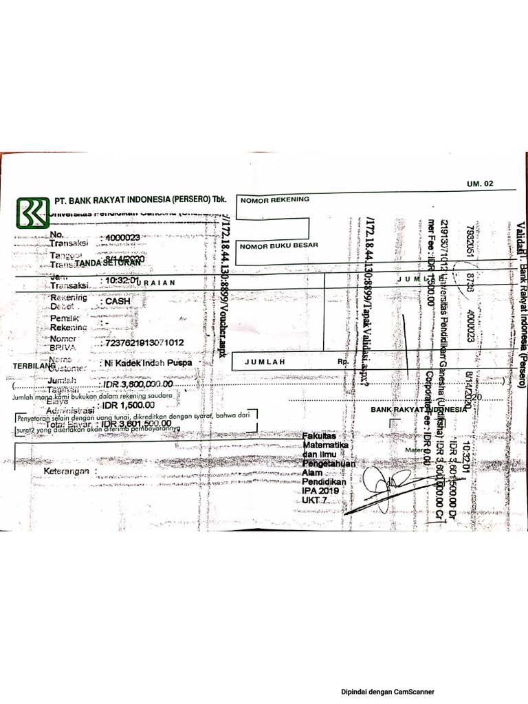 Bukti Pembayaran Ukt PDF | PDF