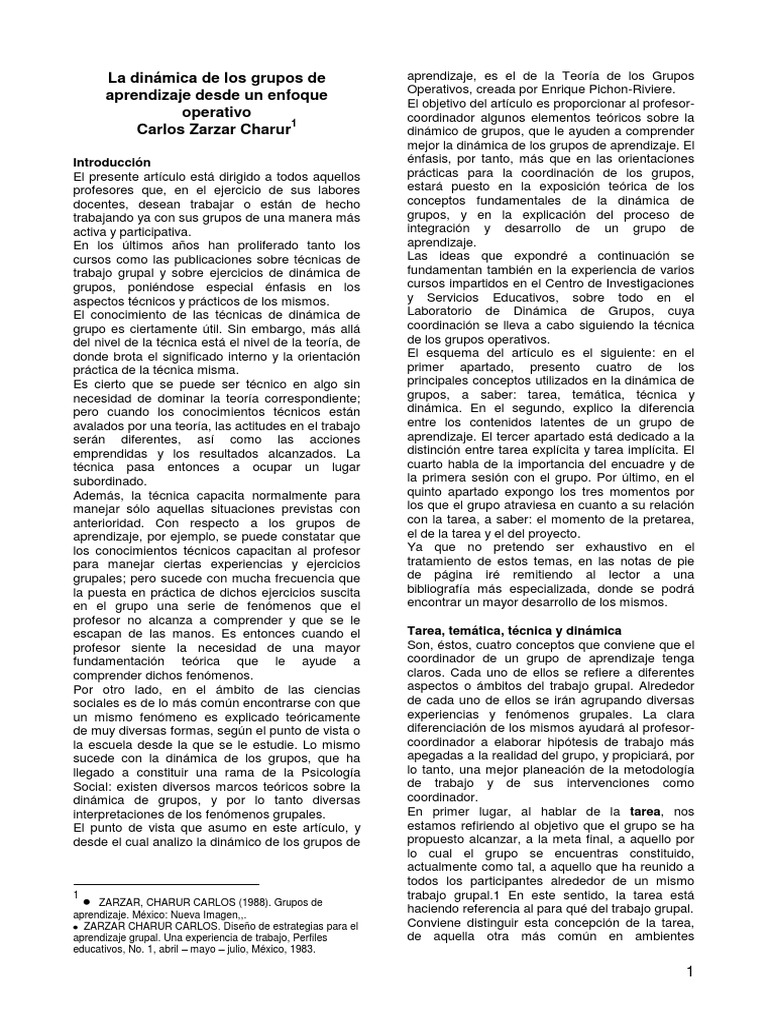 Charur Z. La Dinámica de Los Grupos de Aprendizaje Desde Un Enfoque ...