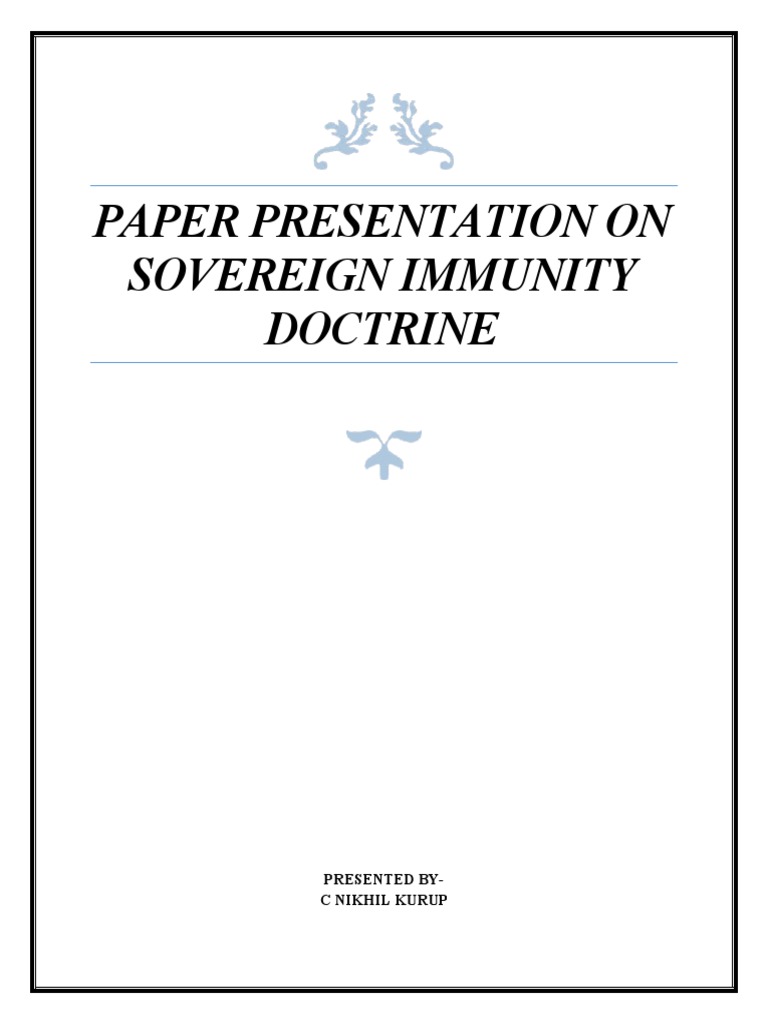 Paper Presentation On Sovereign Immunity Doctrine | PDF