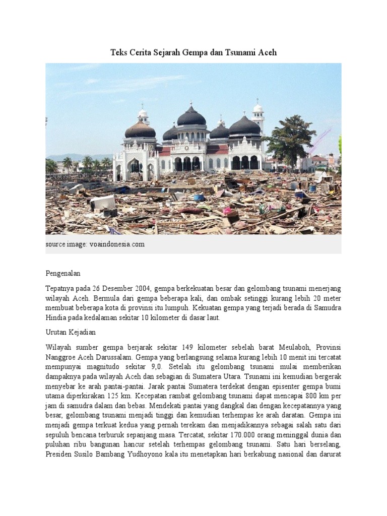 Teks Cerita Sejarah Gempa Dan Tsunami Aceh | PDF