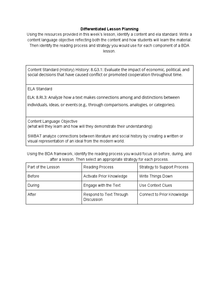 Differentiated Lesson Planning Guide | PDF
