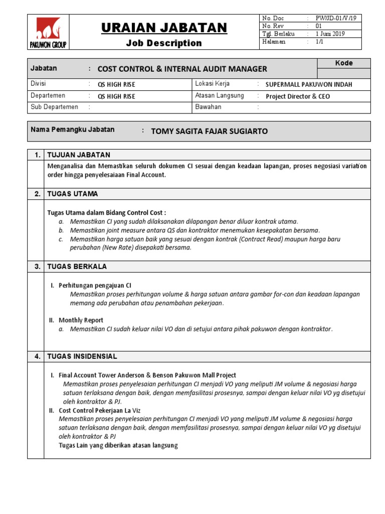 Job Description QS | PDF