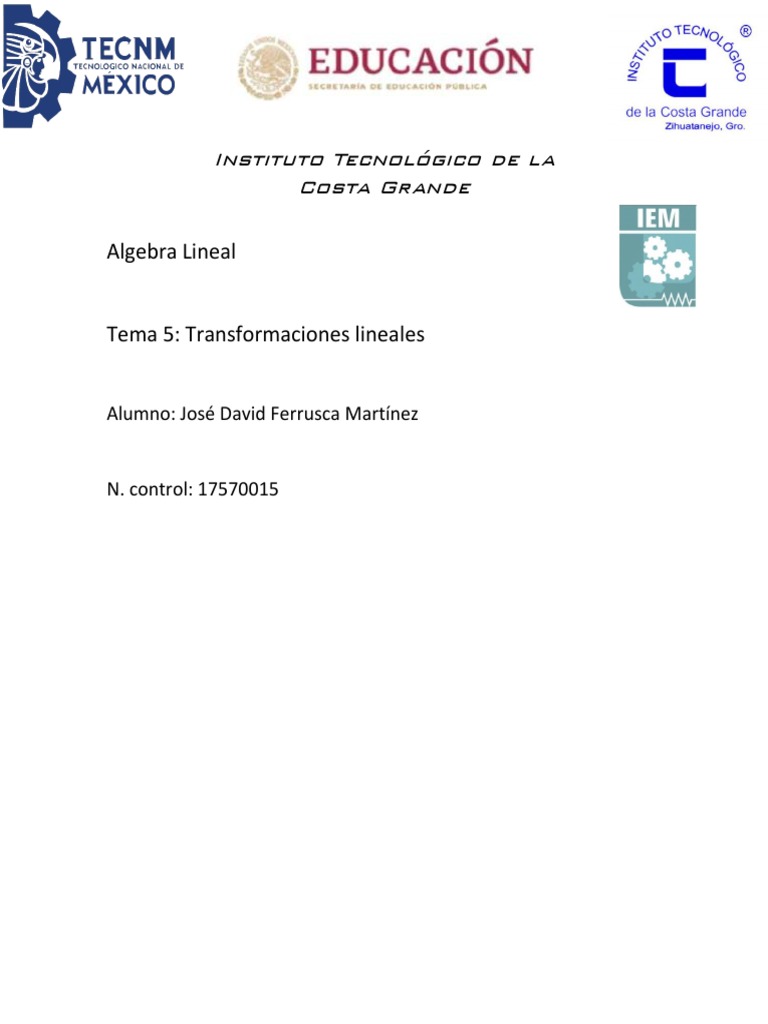 Ejercicios de Transformaciones Lineales Resueltos | PDF