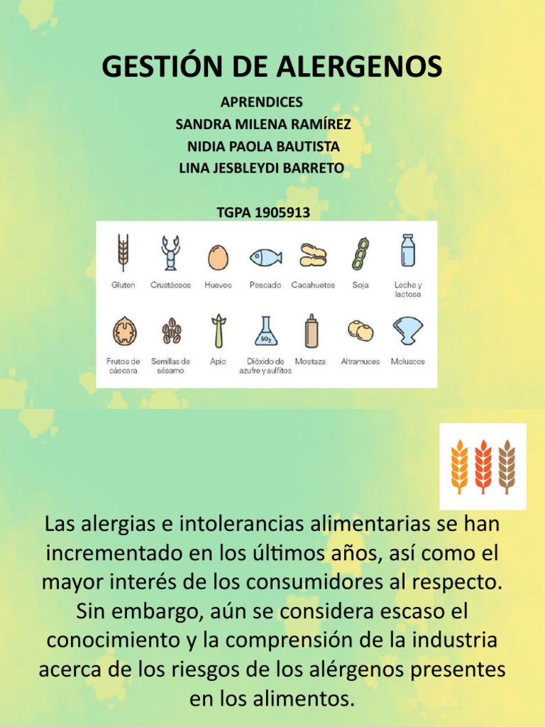 Gestión De Alergenos Pdf Alergia Alergia A La Comida