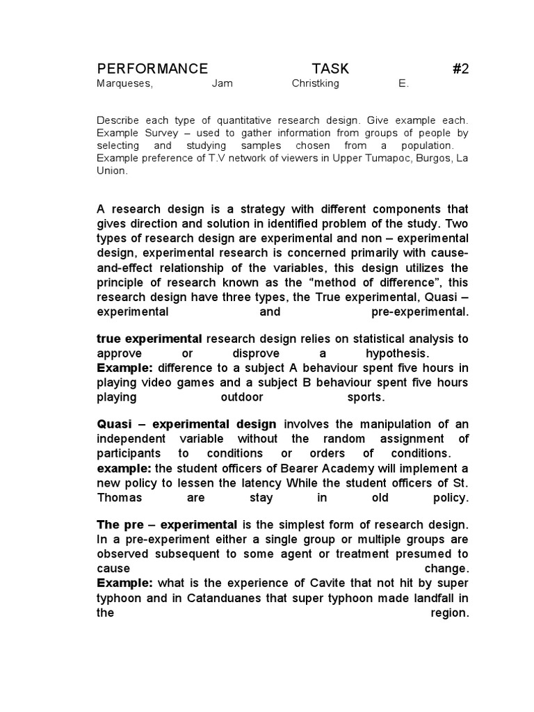 Performance Task #2 PR2 1 | PDF | Research Design | Experiment