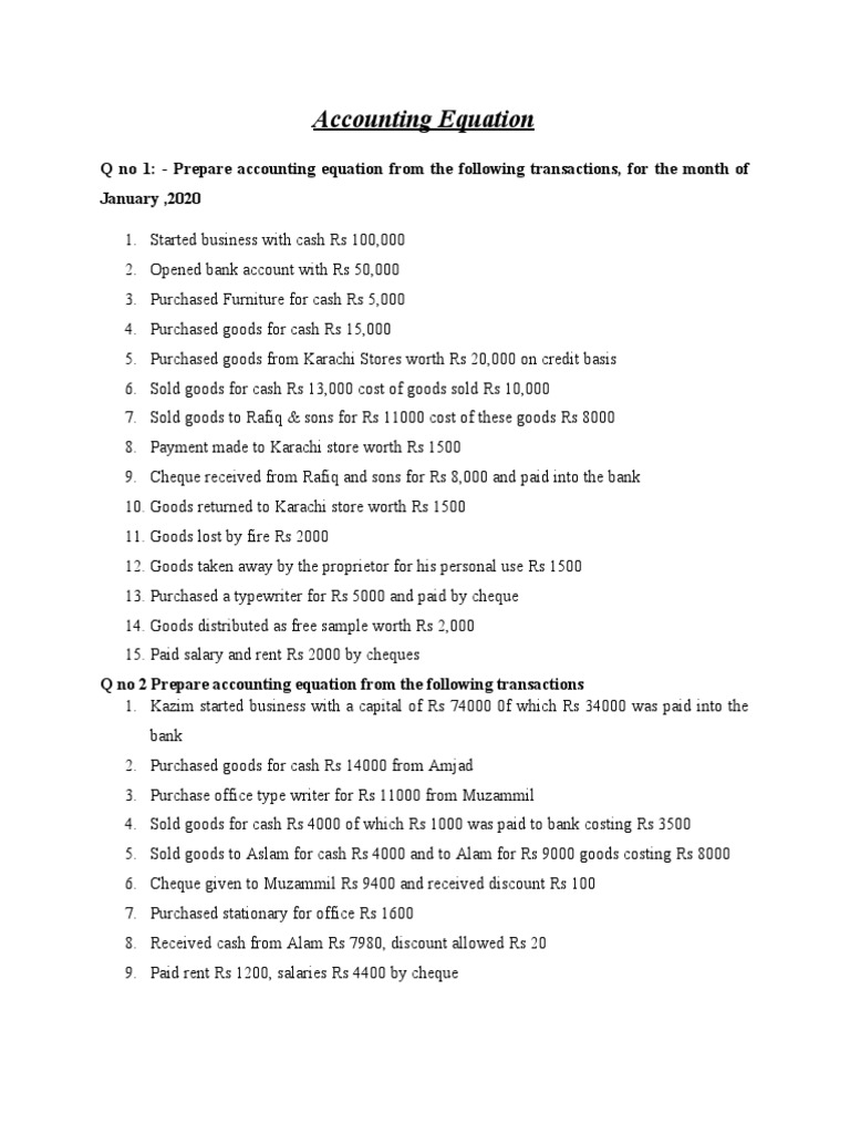 Accounting Equation | PDF | Cash | Cheque