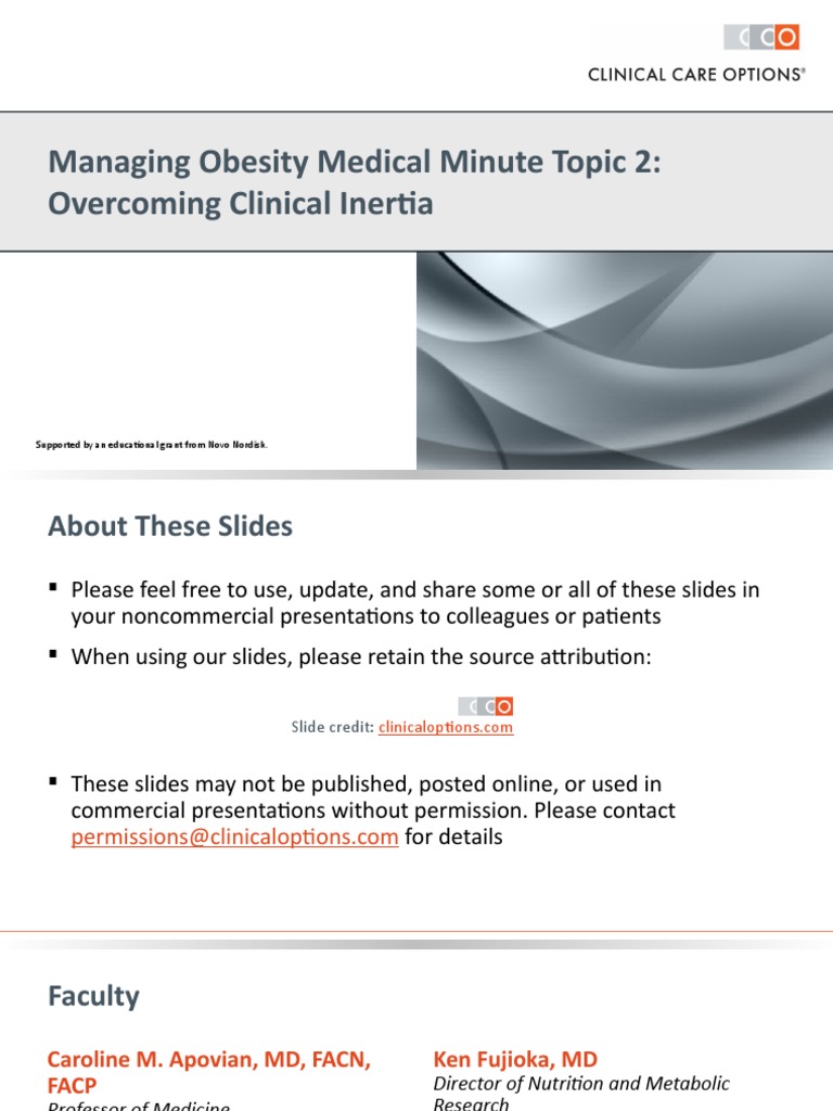 Managing Obesity Medical Minute Topic 2: Overcoming Clinical Inertia ...
