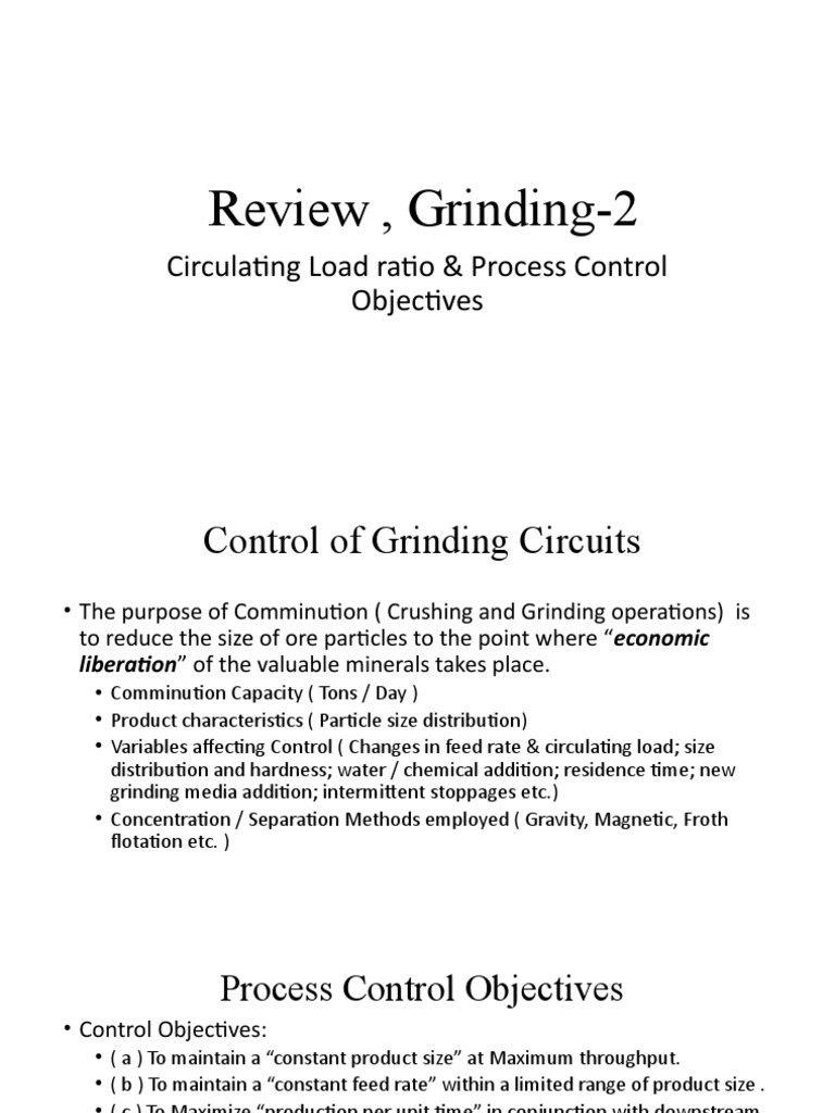 GRINDING - CIRCULATING lOAD PROCESS CONTROL | PDF | Mill (Grinding ...