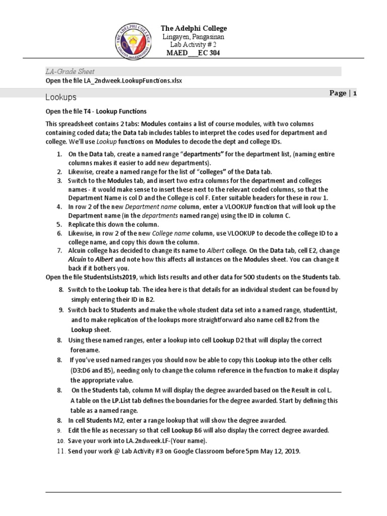 Lookups: LA-Grade Sheet | PDF | Digital Technology | Software Engineering