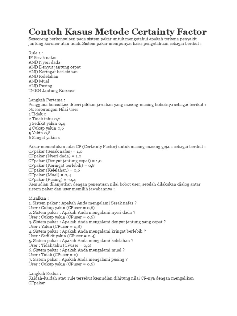 Contoh Kasus Metode Certainty Factor | PDF