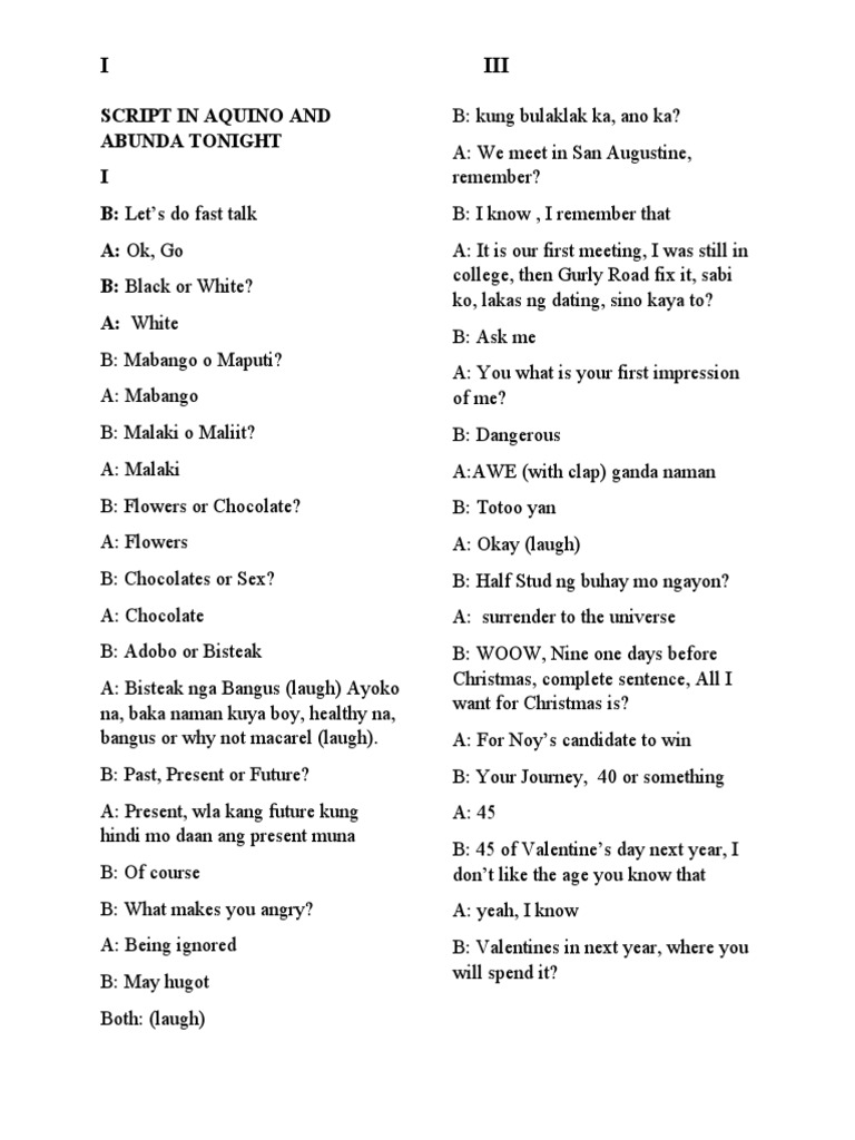 Script in Aquino and Abunda Tonight | PDF