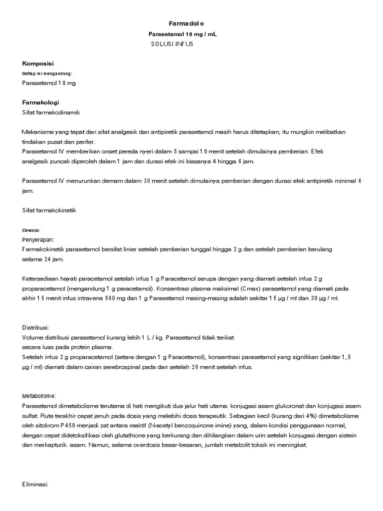 Farmadol Infusion Solution (1) .En - Id PDF | PDF