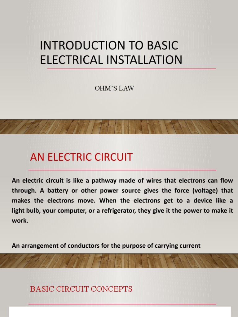 INTRODUCTION TO BASIC ELECTRICAL INSTALLATION (Autosaved) | PDF ...