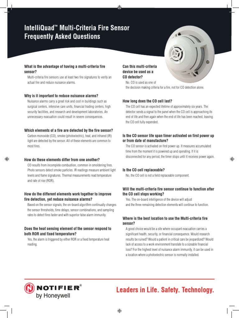 Intelliquad Multi-Criteria Fire Sensor Frequently Asked Questions | PDF ...