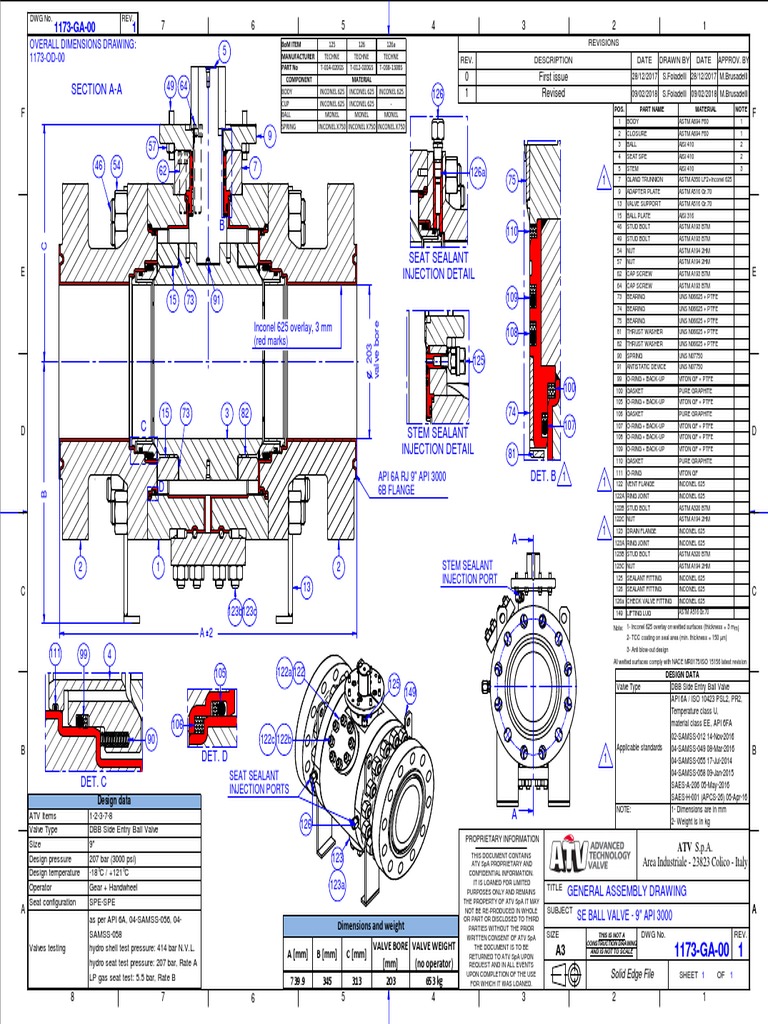 9" Inconel Ball Valve GA Drawing | PDF | Valve | Screw