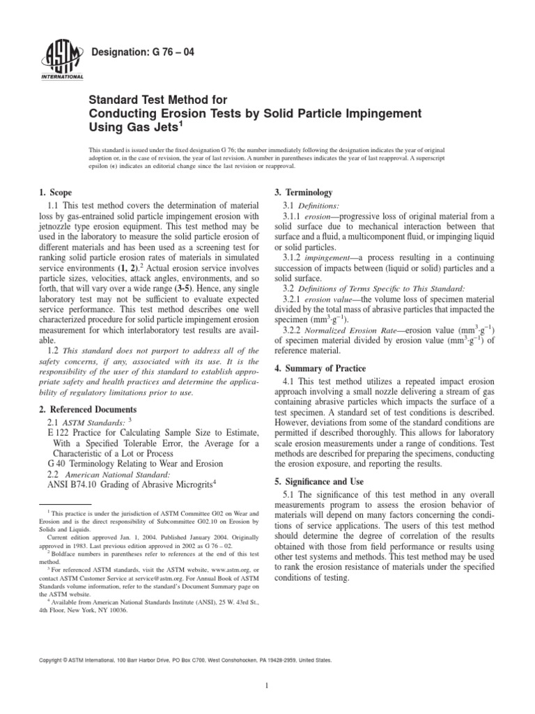 Astm G 76-04 | PDF | Erosion | Physical Sciences
