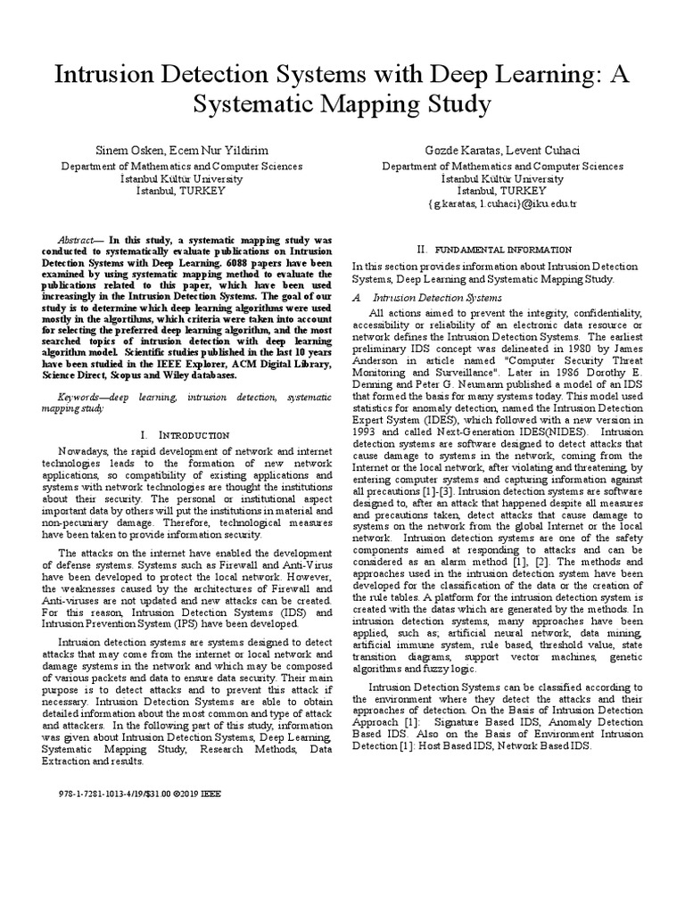Intrusion Detection Systems With Deep Learning: A Systematic Mapping Study | PDF | Artificial ...