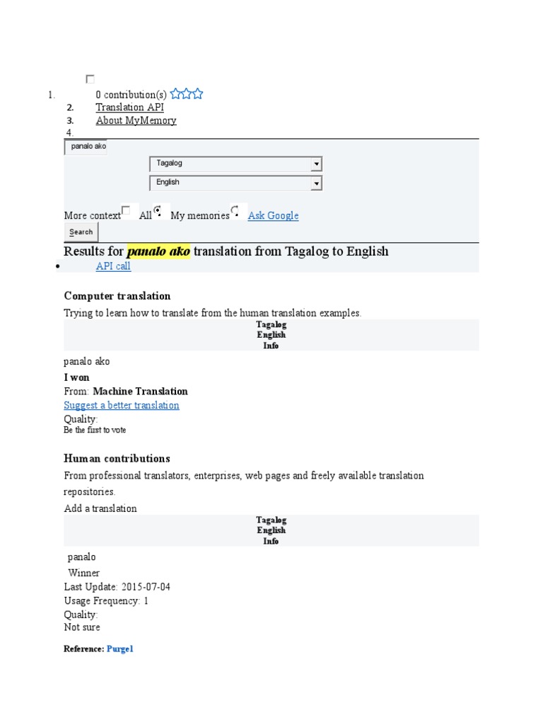 Tagalog to English Translation API | PDF | Cyberspace | Communication