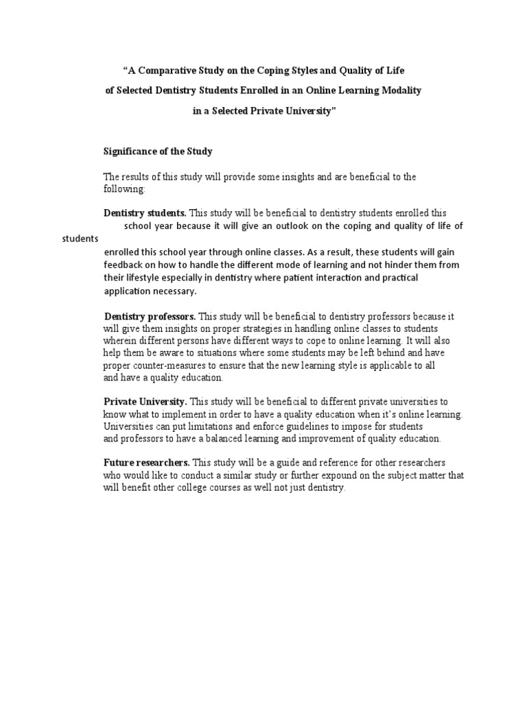 Chapter 1 - Significance of Study | PDF