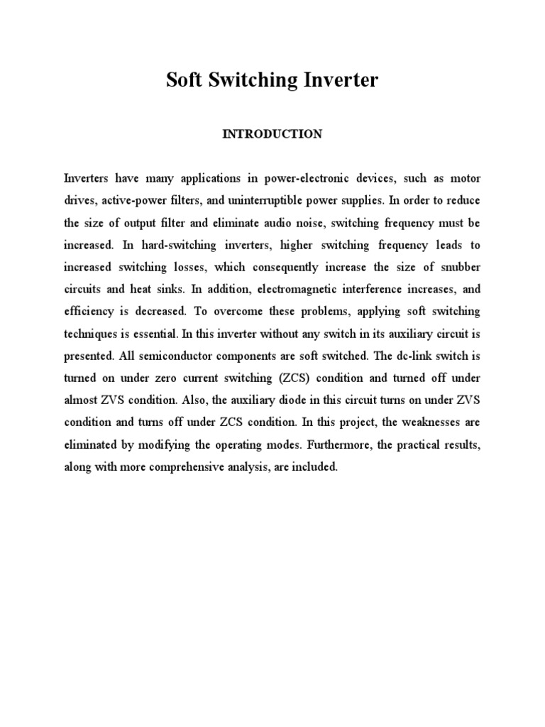 Soft Switching Inverter | PDF | Power Inverter | Direct Current