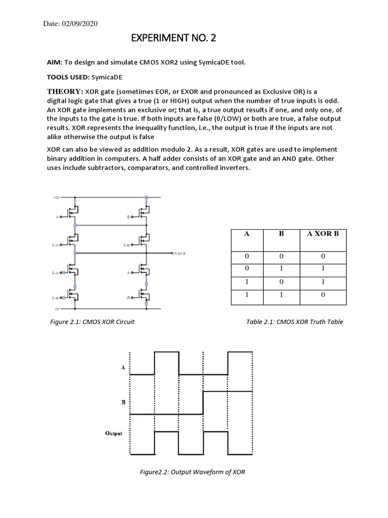 Experiment 2 PDF | PDF | Logic Gate | Cmos