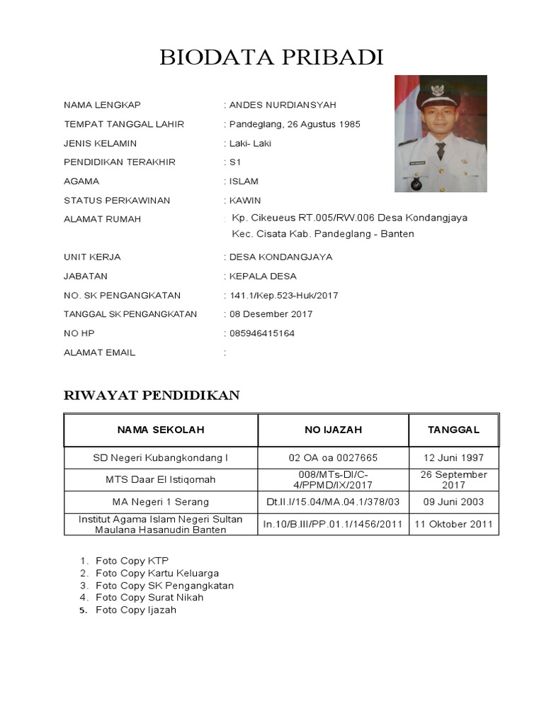 Biodata Pribadi Pdf