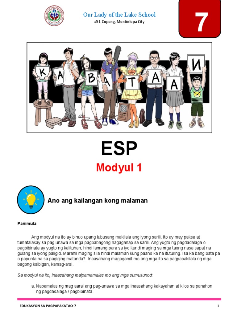 ESP 7 Module 1 Lesson 1 | PDF