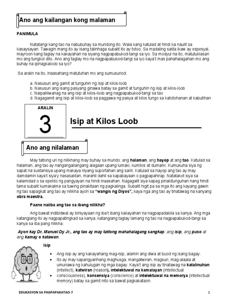 ESP 7 Module 2 Lesson 3 | PDF