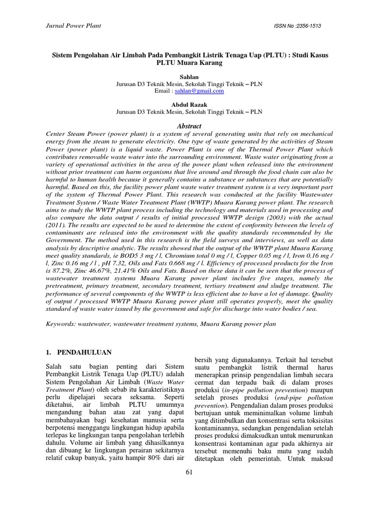 PLTU Muara Karang: Jurusan D3 Teknik Mesin, Sekolah Tinggi Teknik - PLN ...