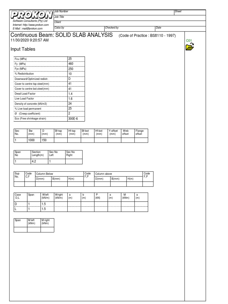 Prokon Solid Slab Output | PDF | Beam (Structure) | Structural Engineering