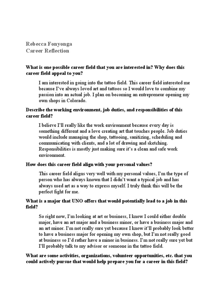 Career Reflection | PDF | Psychological Concepts | Cognition