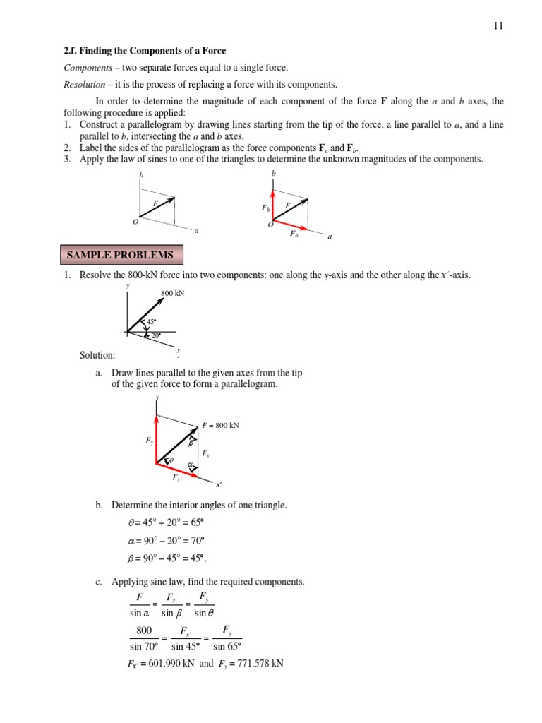 Finding Components of A Force | PDF | Sine | Triangle