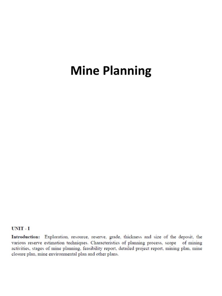Fundamental of Mine Planning and Design | PDF | Feasibility Study | Mining