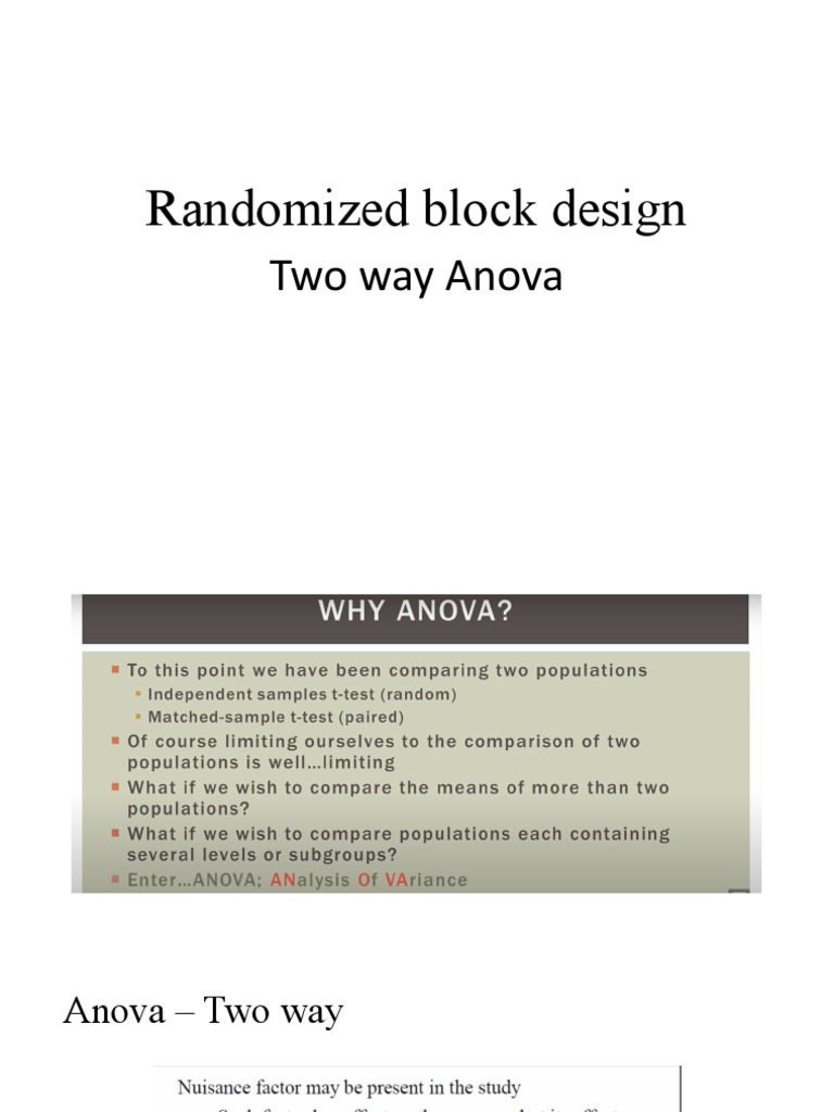 Randomized Block Design: Two Way Anova | PDF